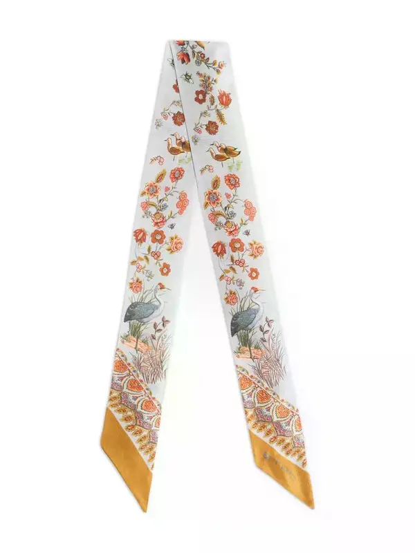 Etro Paisleyina Paisley Flora Fauna-print Silk Scarf - Neutrals