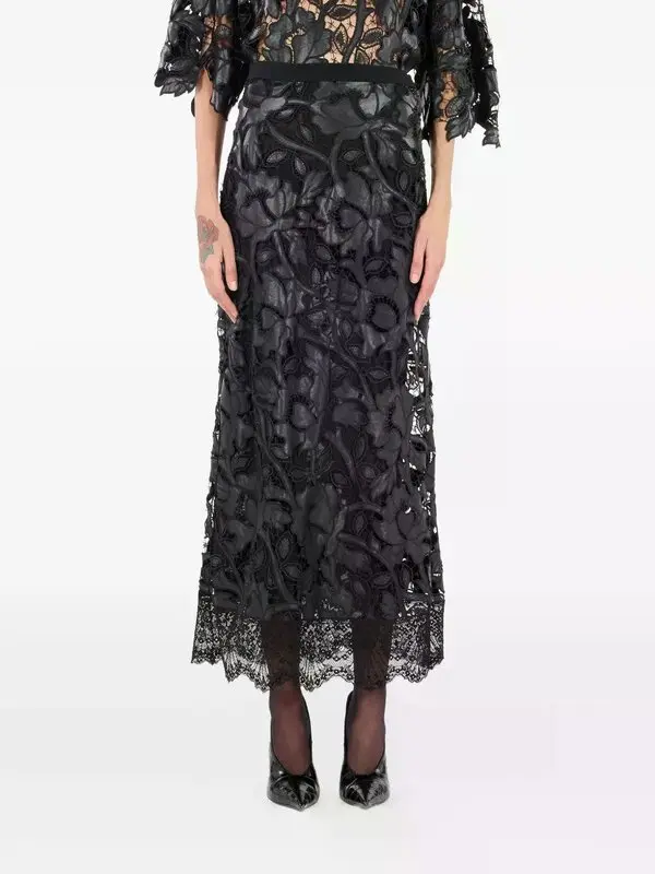Roberto Cavalli Floral Lace Skirt