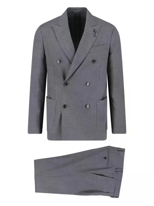 LARDINI Double-breasted Wool Suit - Grey