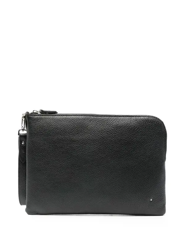ALBERTO LUTI Top-zip Wrist-strap Clutch Bag - Black