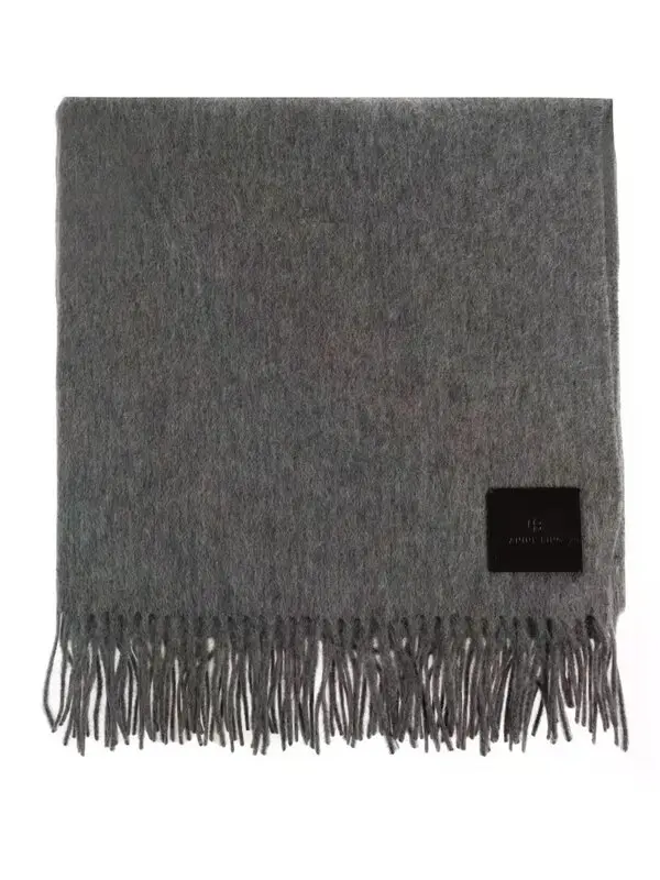 ANINE BING Fringed Wool Scarf - Grey