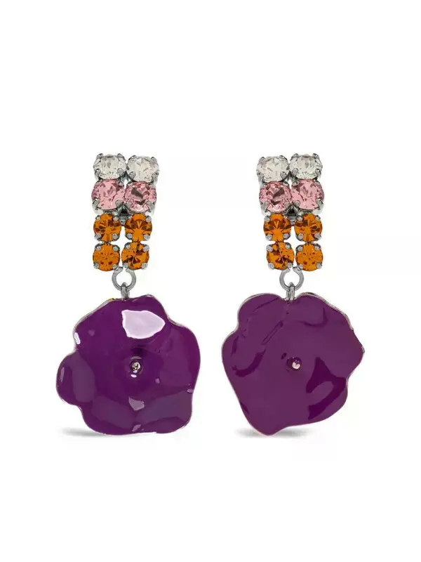 Marni Flower-design Embellished Earrings - Silver