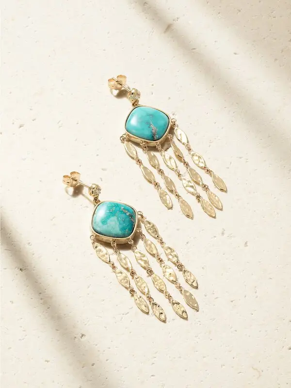 Jacquie Aiche Sophia Turquoise And Diamond Earrings - Blue