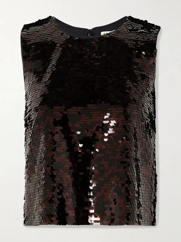 Staud Seraphina Sequined Tulle Top