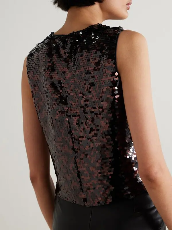 Staud Seraphina Sequined Tulle Top