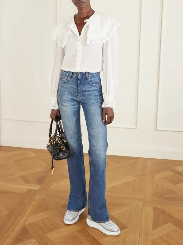 Chloé Nama Metallic Leather-trimmed Mesh Sneakers - Silver