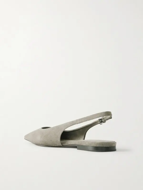 Brunello Cucinelli Embellished Suede Slingback Flats