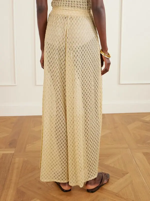 Missoni Metallic Crochet-knit Wide-leg Pants