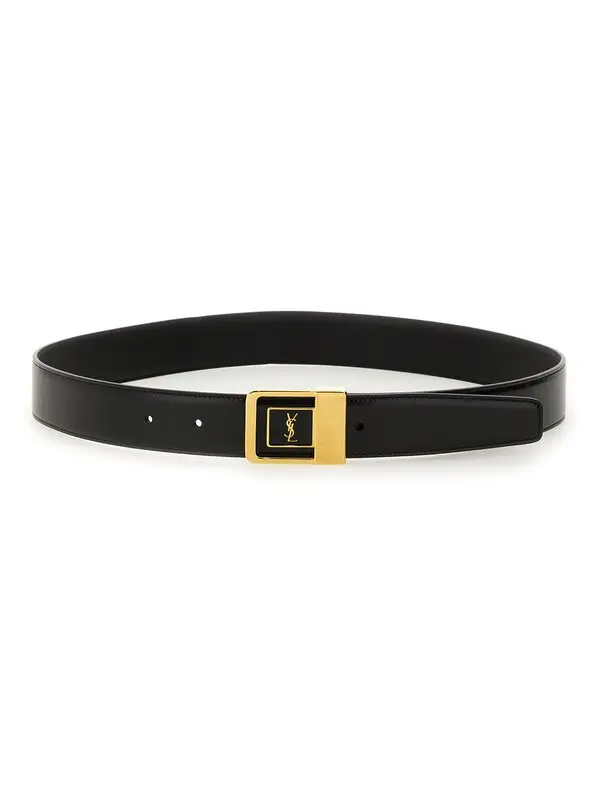 Saint Laurent Belt With La 66 Buckle - Black