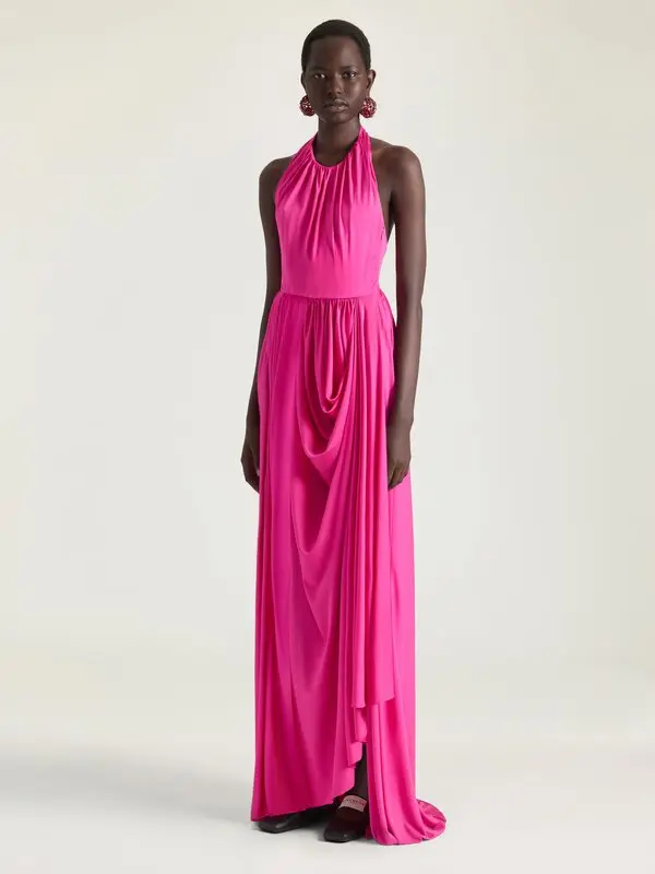 kylen cotton halter midi dress Katherine Linen-Blend Halter Midi Dress