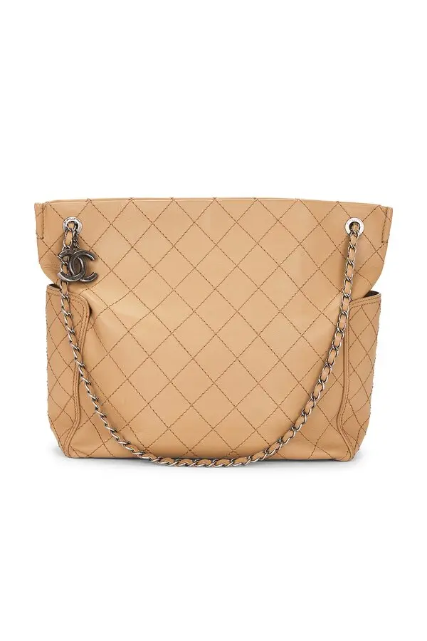 Chanel Calfskin Large Soft Tote Bag - Tan