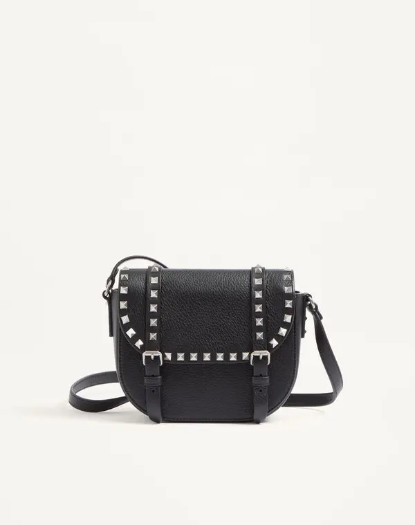 Valentino Garavani Rockstud Grainy Calfskin Crossbody - Black