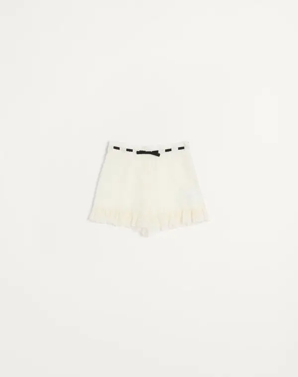 Valentino Garavani Daisy Sangallo Polka Dot Shorts With Ruffles