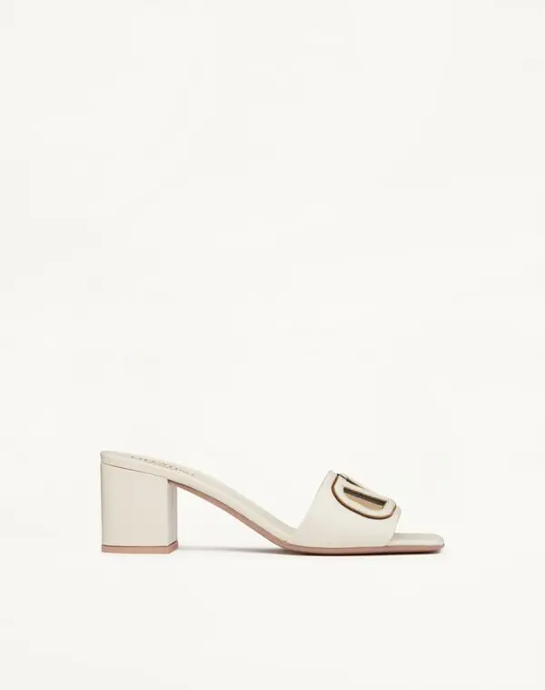 Valentino Garavani Vlogo Cut-out Leather Slide Sandal - Ivory