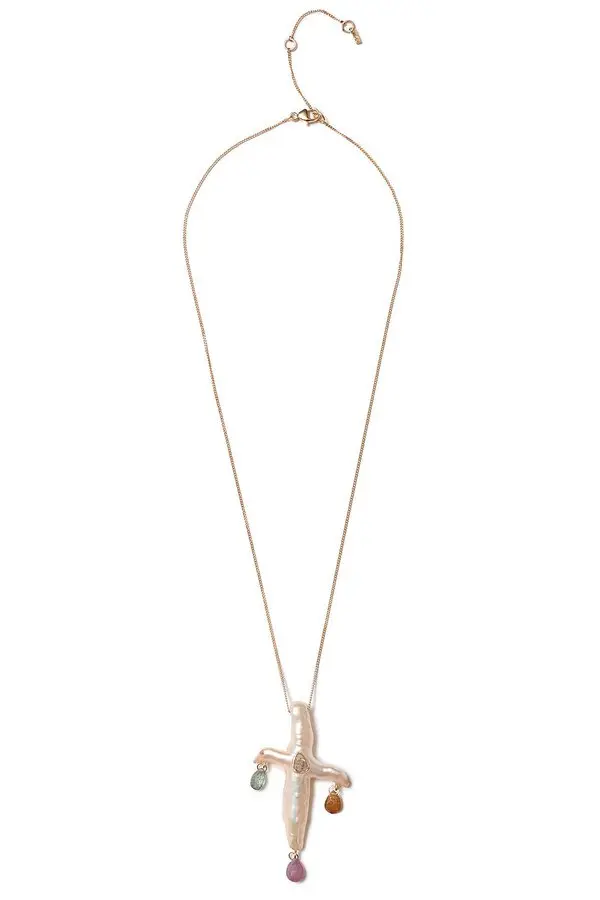 Chan Luu Chandelier Cross Necklace - Pearl