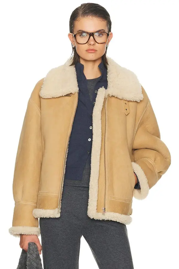 Nour Hammour Portia Shearling Aviator Jacket