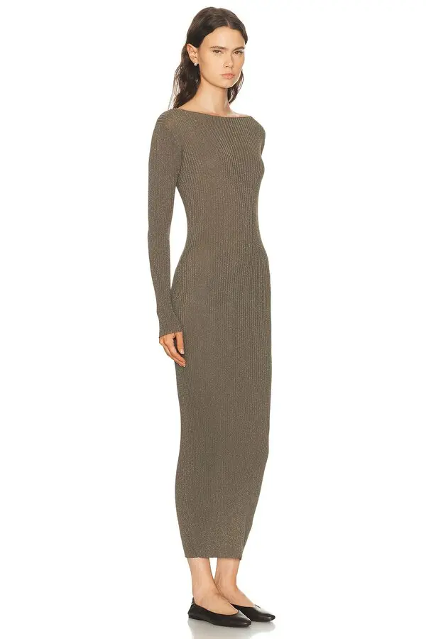 LESET Blake Ribbed Maxi Dress - Moss