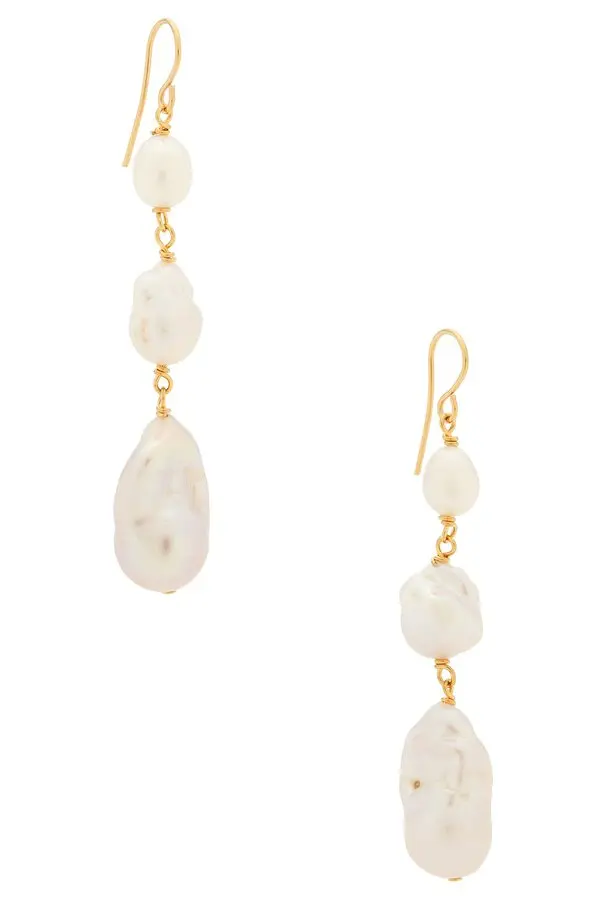 JIL SANDER Pearl Dangle Earrings - Gold & White