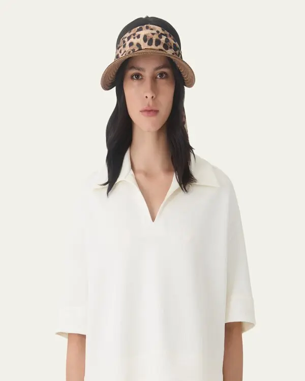 Eugenia Kim Ricky Packable Hemp Visor With Animal-print Sash