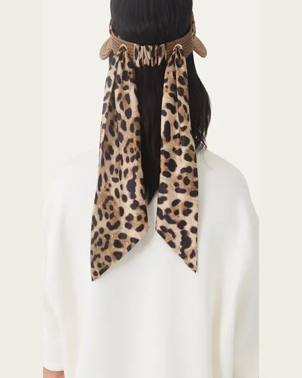 Eugenia Kim Ricky Packable Hemp Visor With Animal-print Sash