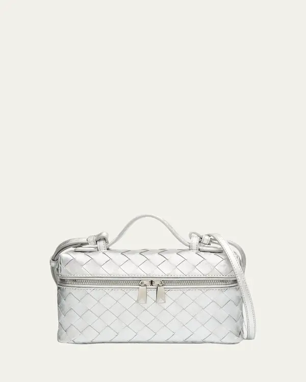 Bottega Veneta Laminated Leather Vanity Crossbody Bag - Silver