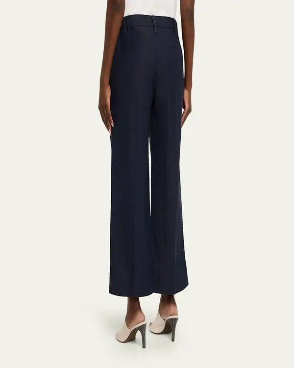Brunello Cucinelli Linen Twill Wide-leg Cropped Pants