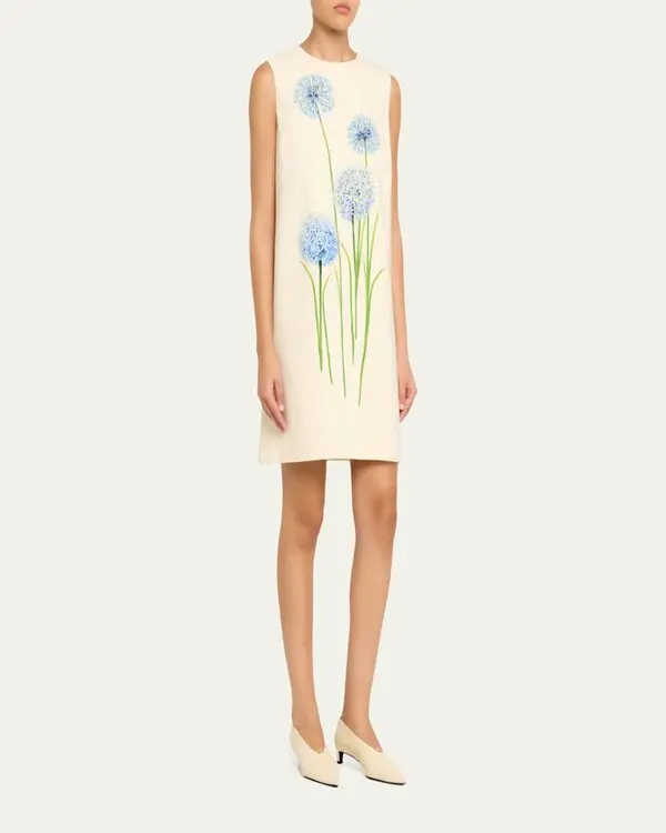Oscar De La Renta Alliums-print Sleeveless Mini Shift Dress
