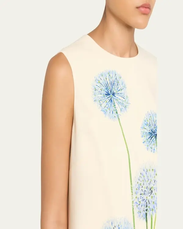 Oscar De La Renta Alliums-print Sleeveless Mini Shift Dress