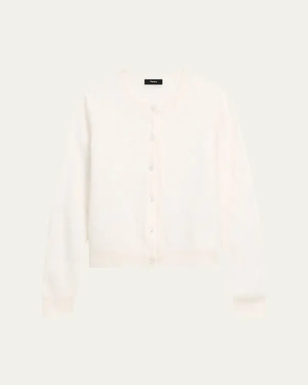 Theory Brushed Cashmere Cardigan - Ivory