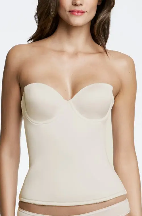 DOMINIQUE INTIMATES Paige Seamless Padded Microfiber Longline Strapless Bra - Bone