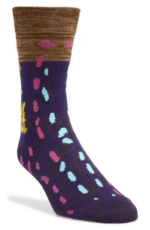 WASTE YARN PROJECT X Celia Pym One-of-a-kind Crew Socks - White/purple/yellow/blue Multi