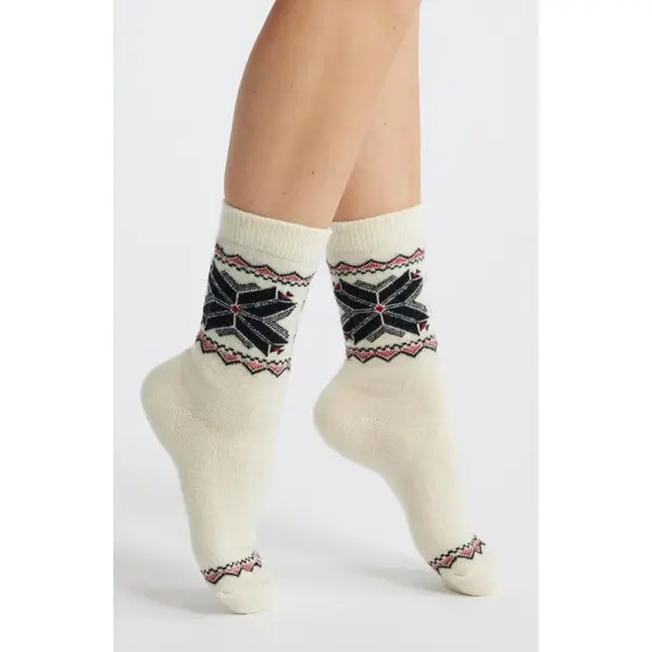 Polo Ralph Lauren Snowflake Fair Isle Wool Blend Crew Socks - Ivory