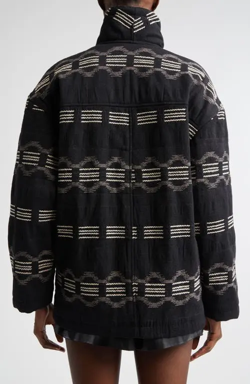 Isabel Marant Étoile Qayla Striped Coat With Faux Fur Trim - Faded Black