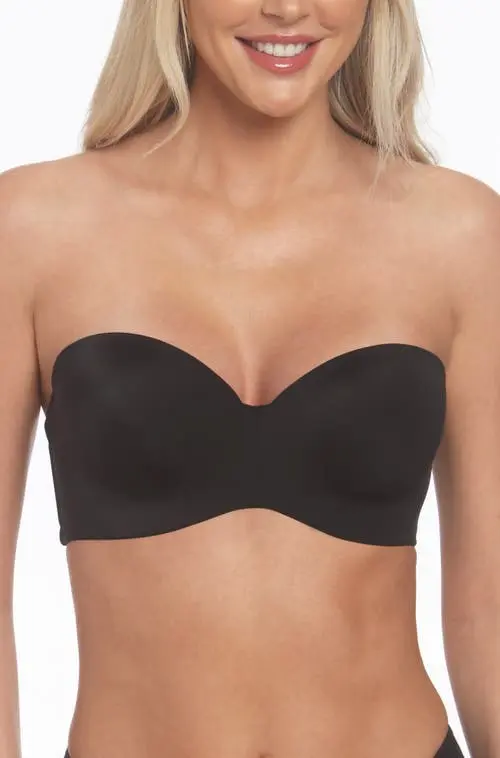 DOMINIQUE INTIMATES Bella Strapless Seamless Hidden Underwire Convertible Bandeau Bra With Clear & Matching Straps - Black