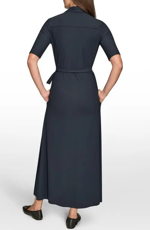Donna Karan New York Elbow Sleeve Wrap Maxi Dress - Black