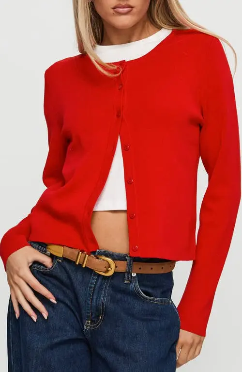 Princess Polly Relaxed Fit Cardigan - Red