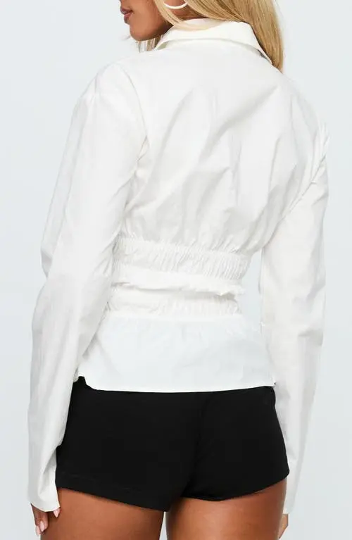 Princess Polly Lisel Shirred Button-up Shirt - White