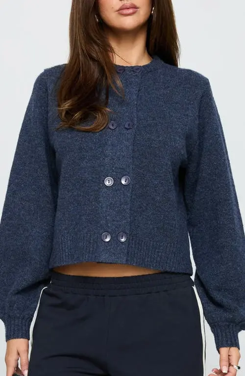 Princess Polly Kammi Double Button Crop Cardigan - Navy