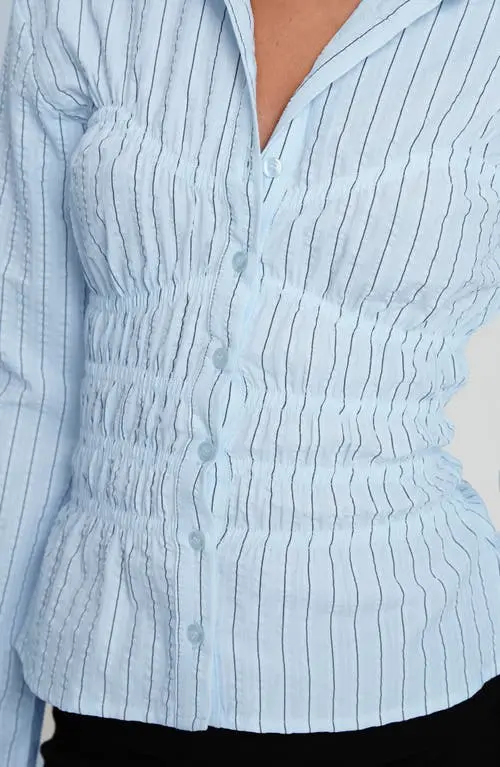 Princess Polly Lisel Shirred Button-up Shirt