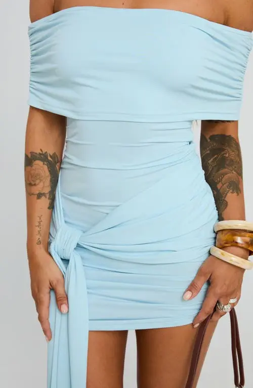Princess Polly Off-the-shoulder Tie Waist Mini Dress