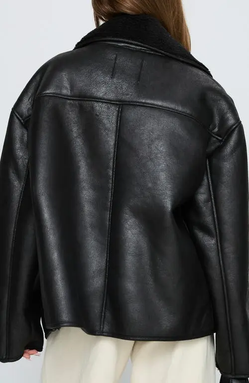 Princess Polly Nunez Faux Shearling Lined Faux Leather Jacket