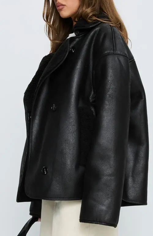 Princess Polly Nunez Faux Shearling Lined Faux Leather Jacket