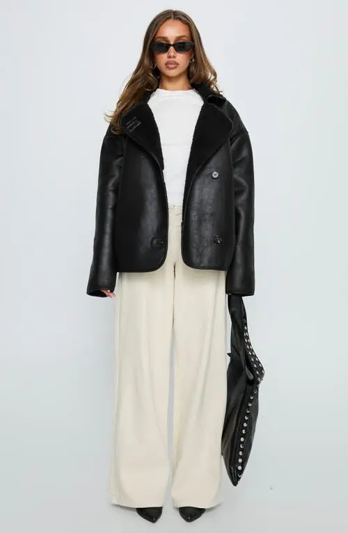 Princess Polly Nunez Faux Shearling Lined Faux Leather Jacket