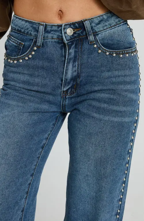 Princess Polly Saving Up Studded Straight Leg Jeans