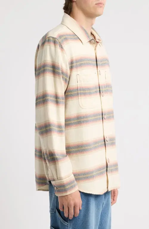 DARK SEAS Summit Multi Stripe Flannel Button-up Shirt - Off-white