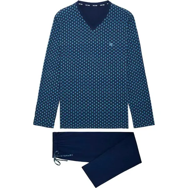 HOM Cairo Long Pajama Set - Navy Print