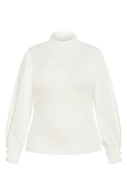 City Chic Sofia Mock Neck Rib Sweater