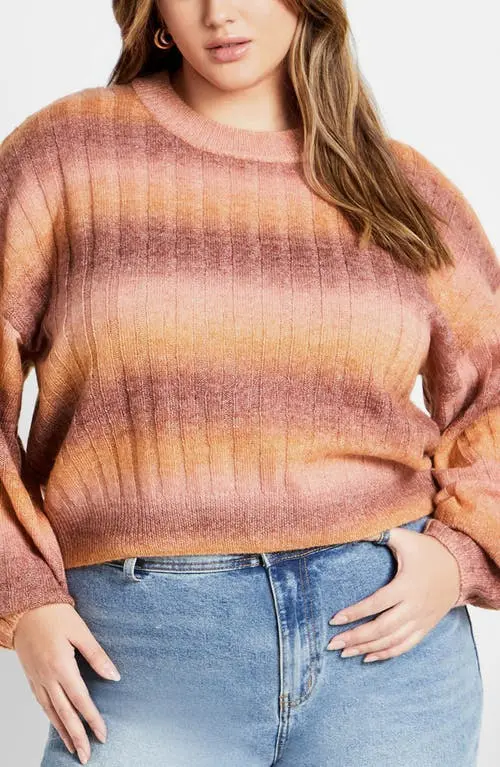 City Chic Shay Ombré Stripe Rib Sweater