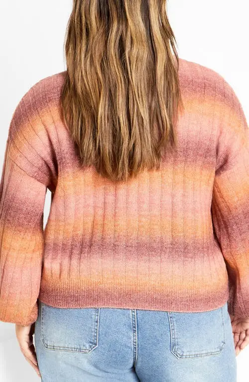 City Chic Shay Ombré Stripe Rib Sweater