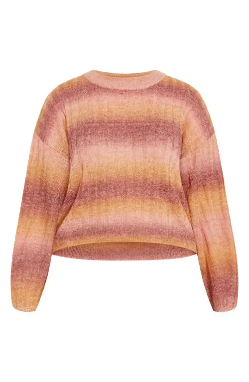 City Chic Shay Ombré Stripe Rib Sweater